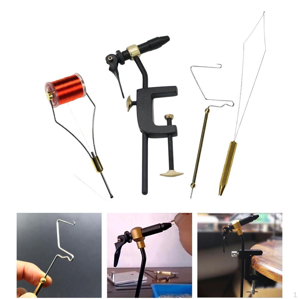 Buy Fly Tying Kit Rotary Vise Thread Bobbin Threader for Flies Lure ...