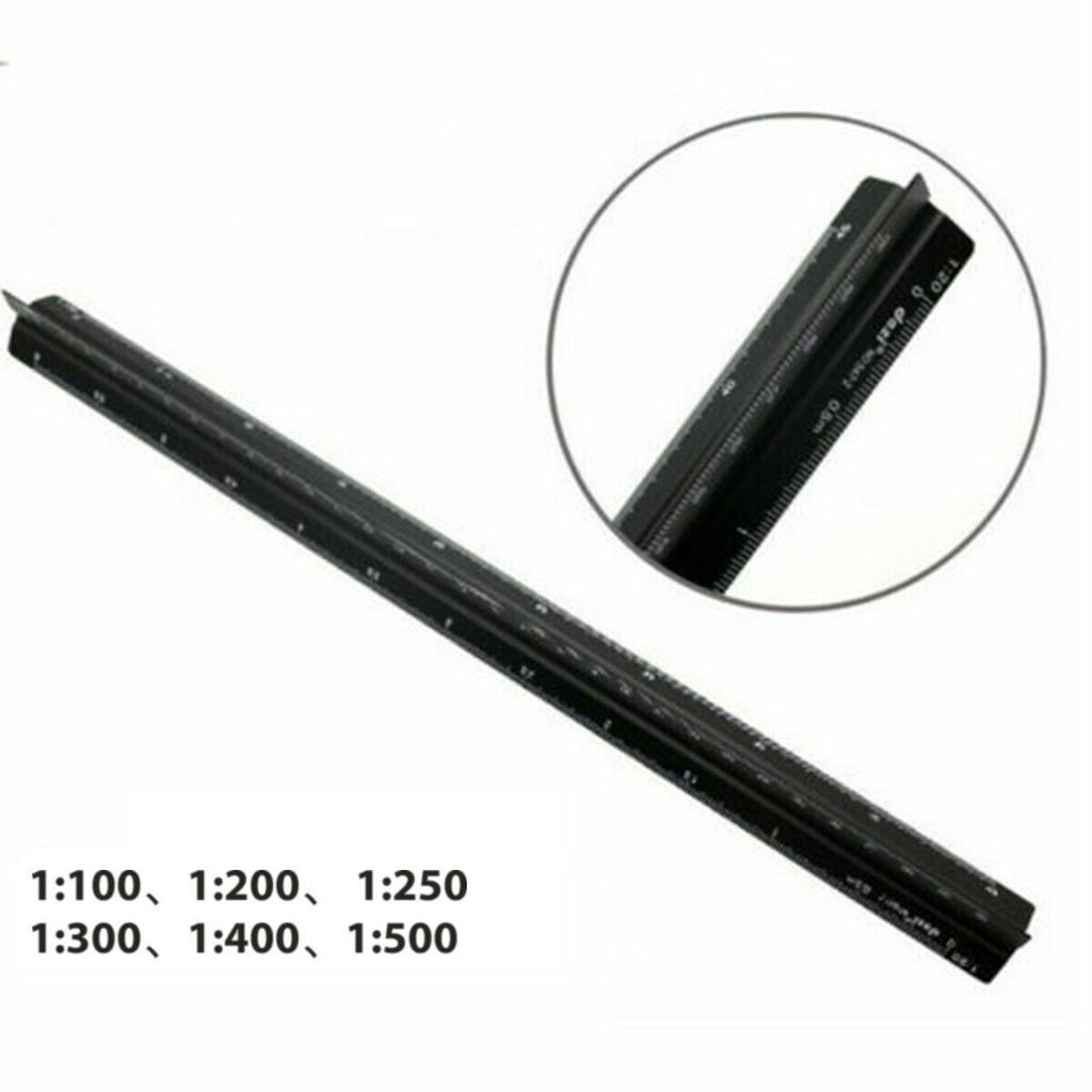 Useful 300mm Triangular Aluminium TRI-SCALE Metal Ruler Architect ...
