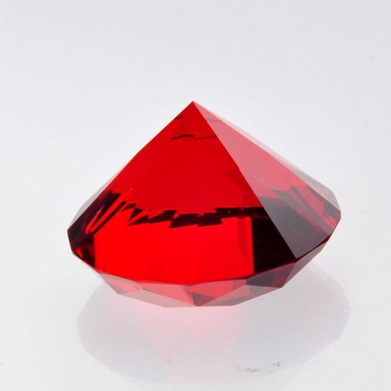 40mm Red Diamond Shaped Crystal Paperweight Mini Stylish Home Decor ...