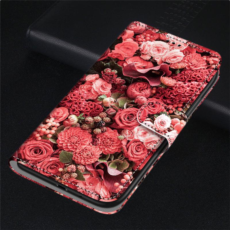 Cheap Luxury Flip Cover PU Leather Wallet Card Slots Rose Flower ...