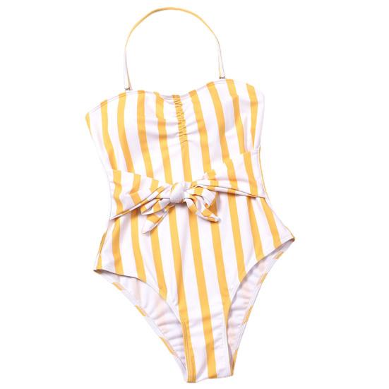 Cheap Women Swimsuit Stripe Contrast Colors One-piece Slim Fit Summer ...