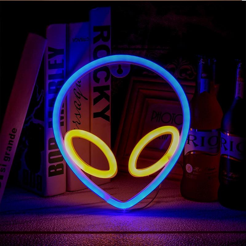 Buy Neon Sign Alien Face Shaped Wall Hanging Lights for Home Children's ...
