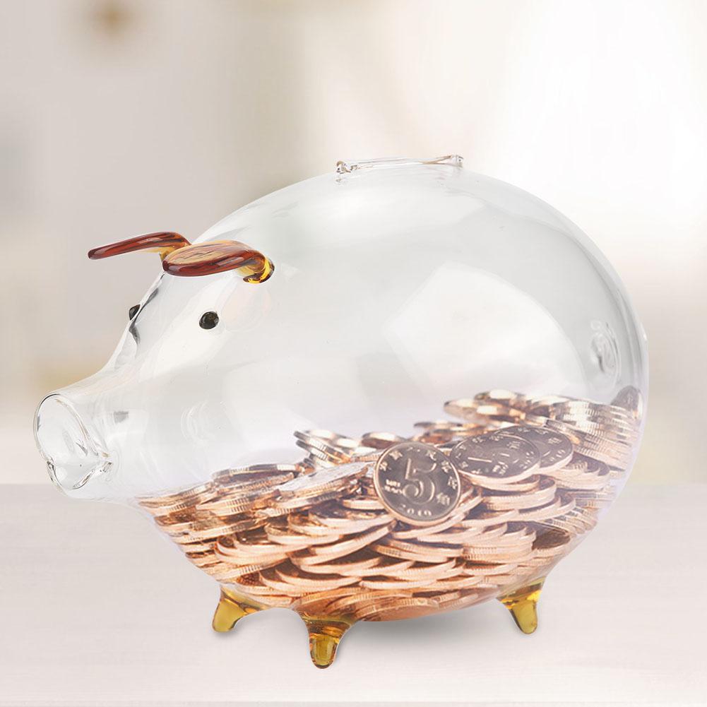 Buy Transparent Glass Pig Coin Saver Bank Money Saving Box Children ...