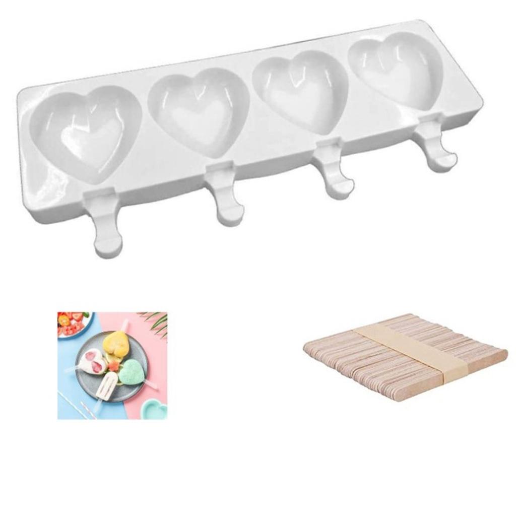 Buy Heart-shaped Ice Cream Mold 4-hole Pudding Mold Environmentally ...