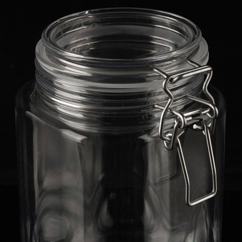 Buy 1250ML Plastic Square Clip Top Storage Jar With Airtight Seal ...