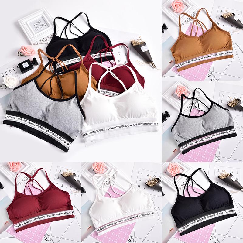 Buy Womens Letter Print Bra Push Up Bras Padded Crop Top Lingerie ...