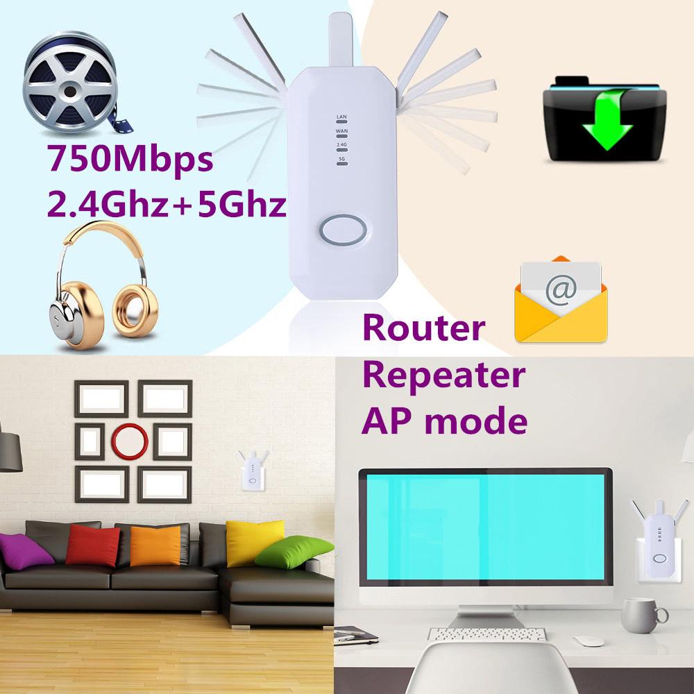 Buy Router WiFi Range Extender Dual Band Signal Booster Amplifier AC750 ...