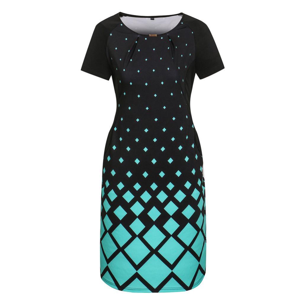 Buy Women Fashion Short Sleeve O-Neck Irregular Print Plus Size Bodycon ...