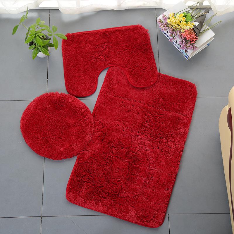 New Solid Color Floor Mat Toilet Three-piece Absorbent Non-slip Carpet ...