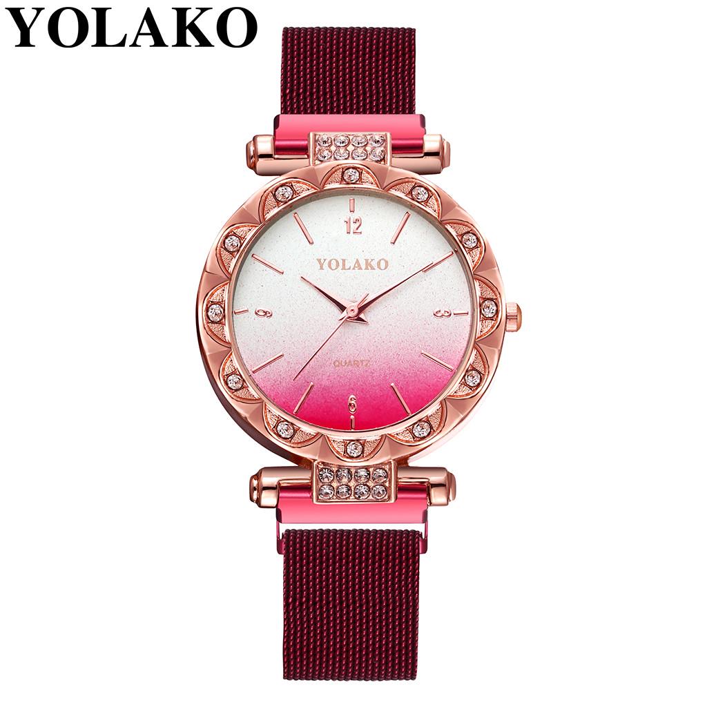 Buy Cozv YOLAKO Quartz Stainless Steel Band Women Magnet Buckle ...