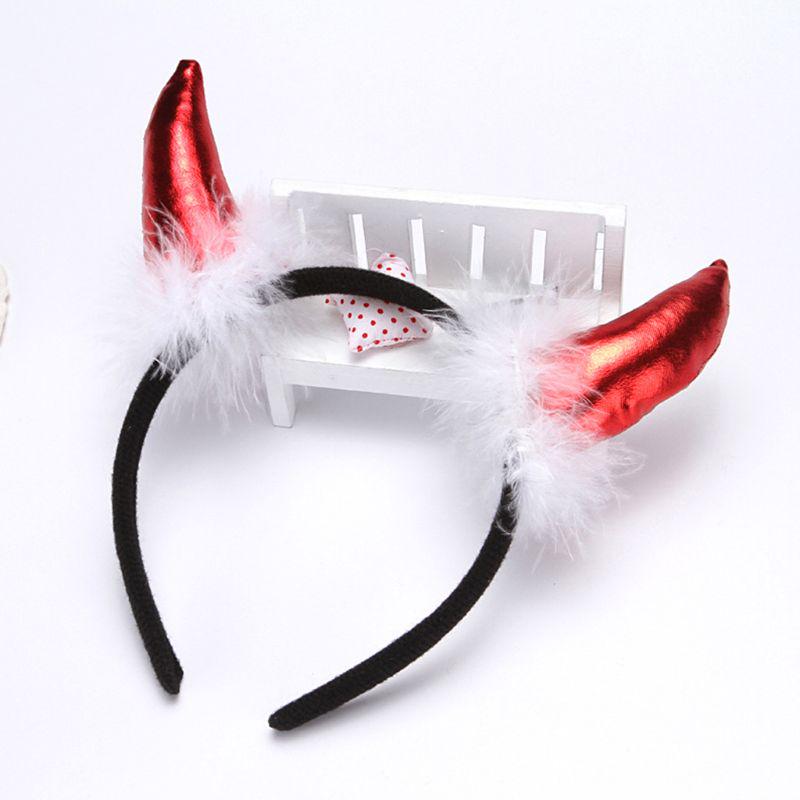 Adult Children Devil Headband Demon Horn Plush Hair Hoop Xmas Party ...