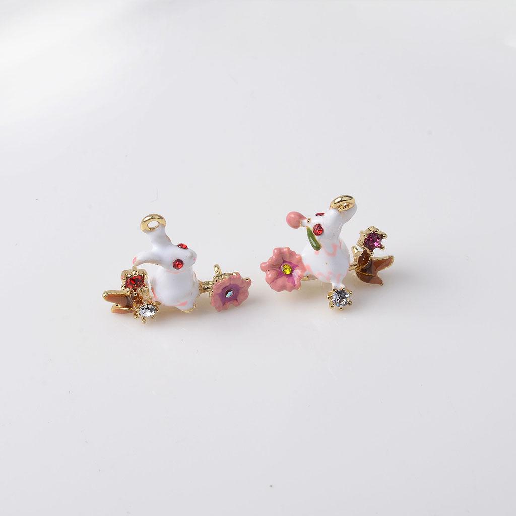 4Pcs Alloy Enamel Rabbit Charms Pendants for DIY Jewelry Making Crafts ...