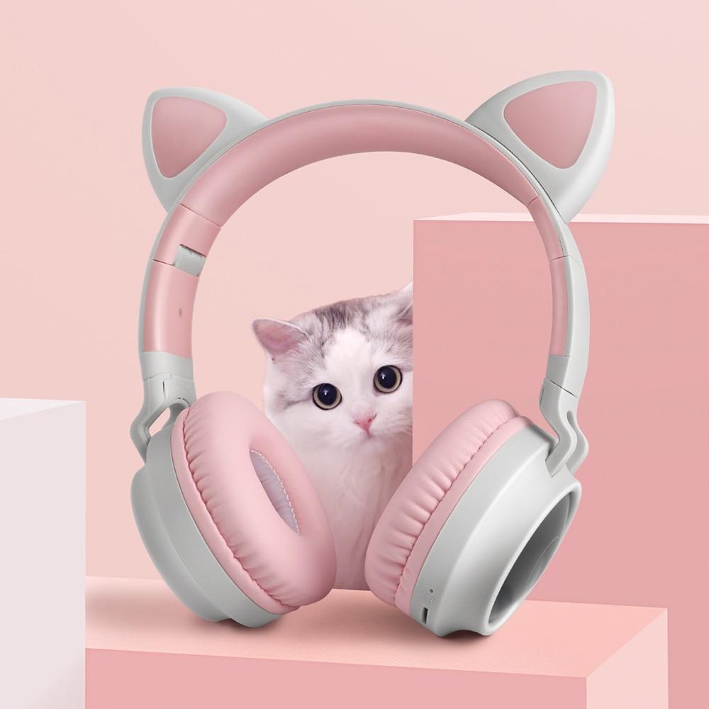 Buy Wireless Headset Cat Ear LED Light Mobile Phones Headphone Stereo ...