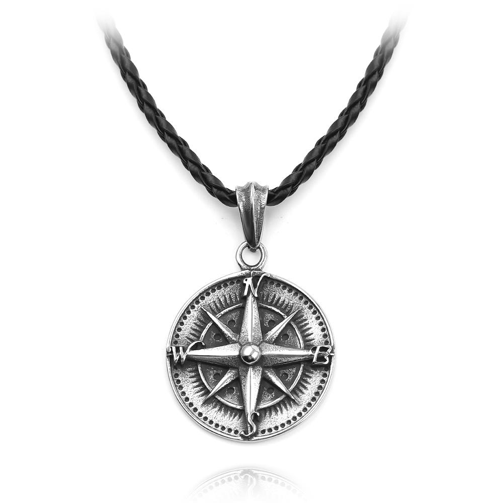 Buy European And American Men's Retro Gothic Compass Pendant Punk ...