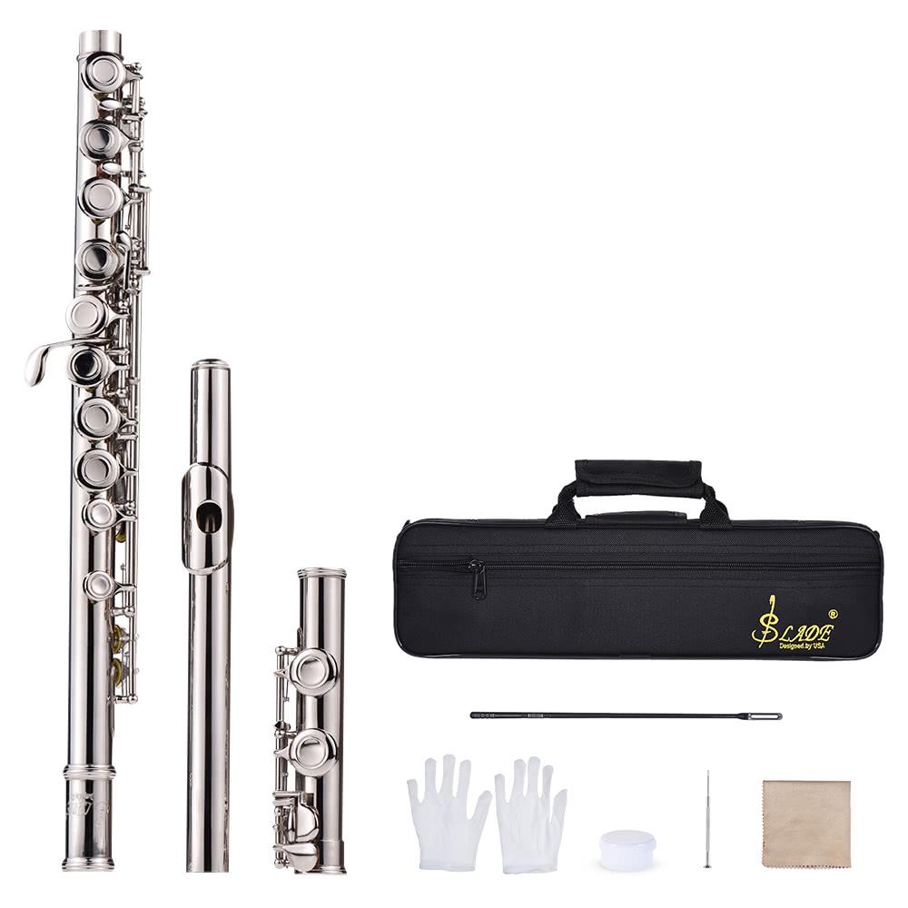 Buy Western Concert Flute Silver Plated 16 Holes C Key Cupronickel ...
