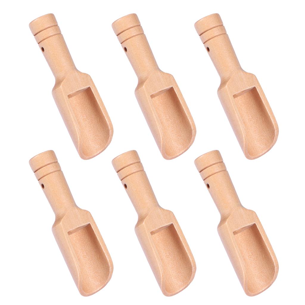 Buy 6pcs Wooden Round Handle Scoop Teaspoon Small Salt Shovel Milk ...