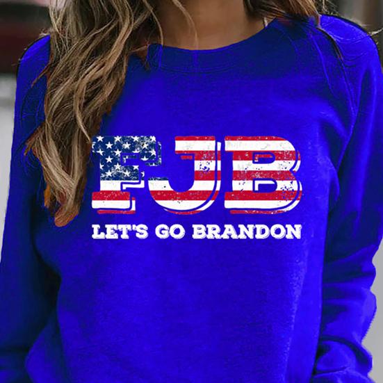 Buy O-Neck Long Sleeve Women Sweatshirt Let's Go Brandon FJB Letter ...