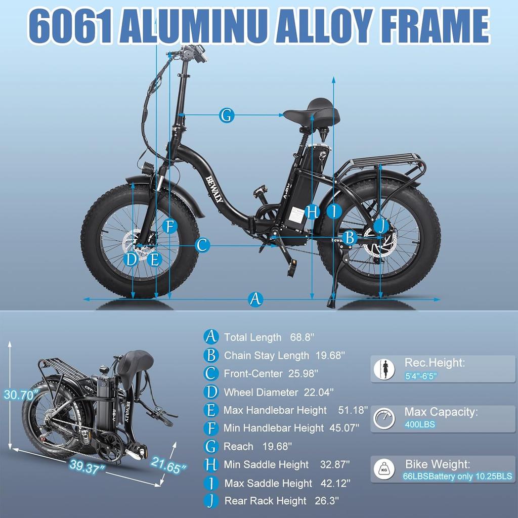 Kaufe BURCHDA R8 Elektrofahrrad, 20 Klapp-Fatbike für Erwachsene, Akku ...