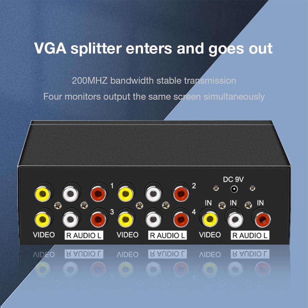 Buy 4 - Port for AV Video Audio Splitter 1x4 One in Four Out RCA ...