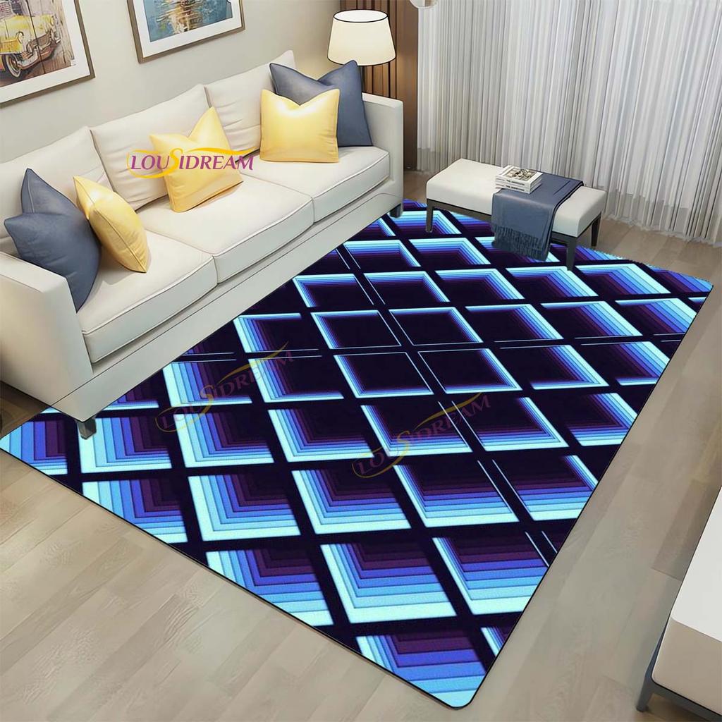 Cheap Dark Neon Lights Rugs Geometric Mat Play Home Gaming Room Decor ...