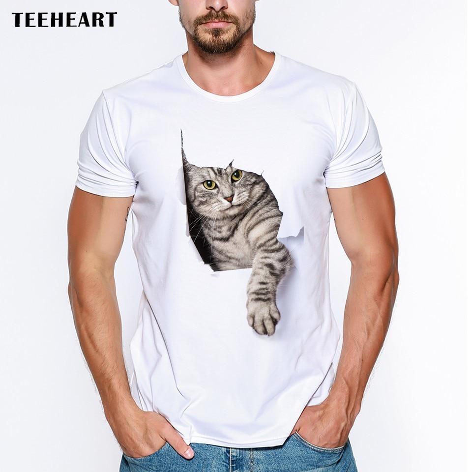 Buy T-shirt Men 3D Animal Shirt Casual Cat T-shirt Men Clothes Pattern ...