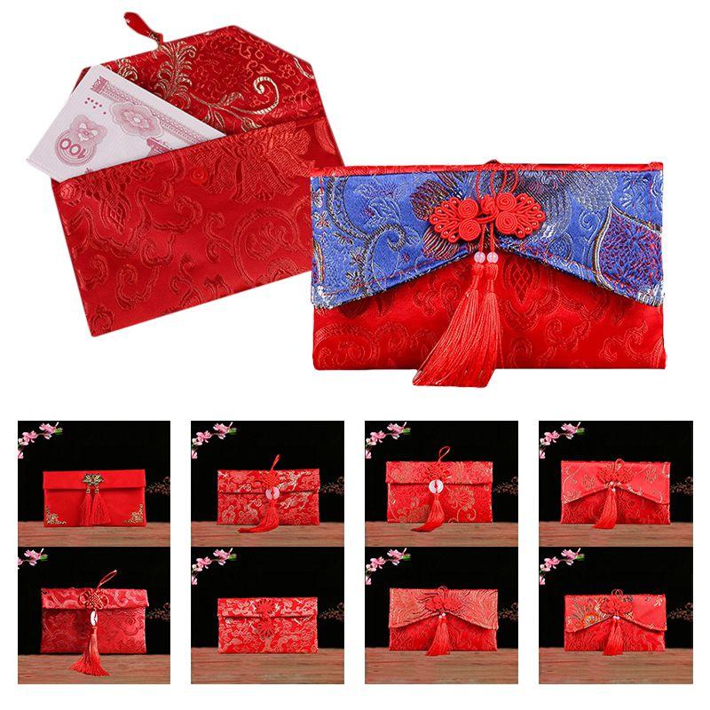 Buy Chinese Style Lucky Money Bag Cloth Floral Red Envelope Pocket New ...