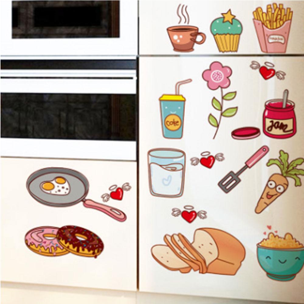 Buy Cartoon Refrigerator Kitchenware Wall Stickers Kitchen Decoration ...