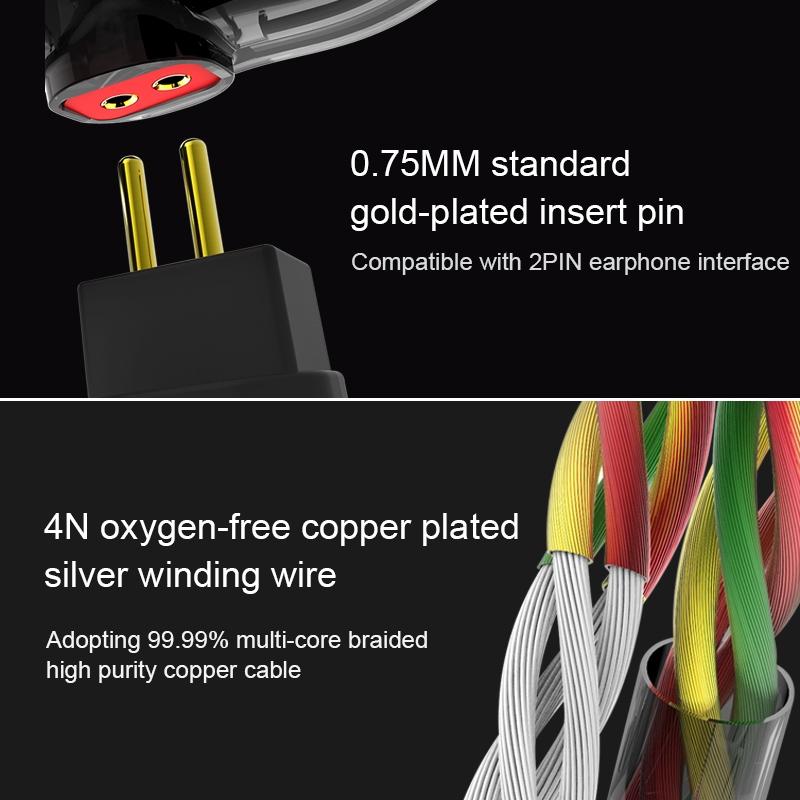 Buy QKZ VK2 In-ear Earphone 0.75 Pin Interchangeable Four Microphone ...