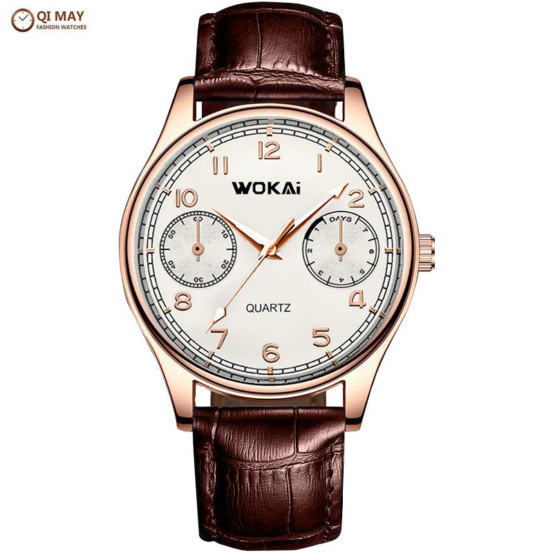 Buy Men's high-end luminous waterproof business watch pu strap fashion ...