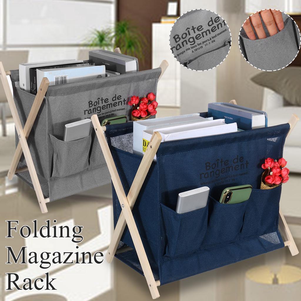 Buy Wooden Folding Magazine Rack Bookshelf Newspaper Holder for Office ...
