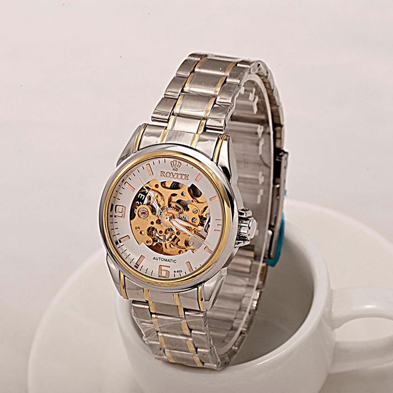 Buy shion Semi-Automatic Mechanical Watch Skeleton See-through Dial ...