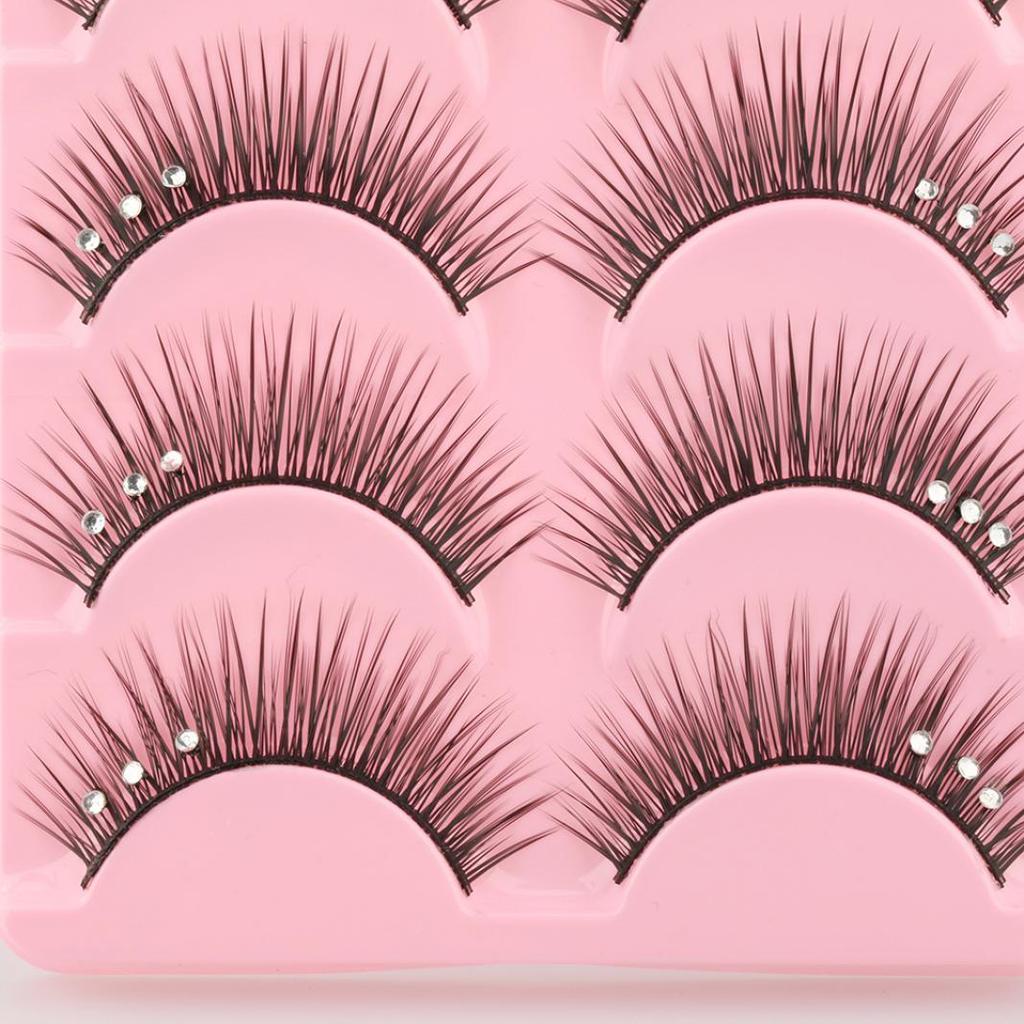 Buy 5Pairs Shiny Rhinestone False Eyelashes Thick Long Cross Stage Fake ...