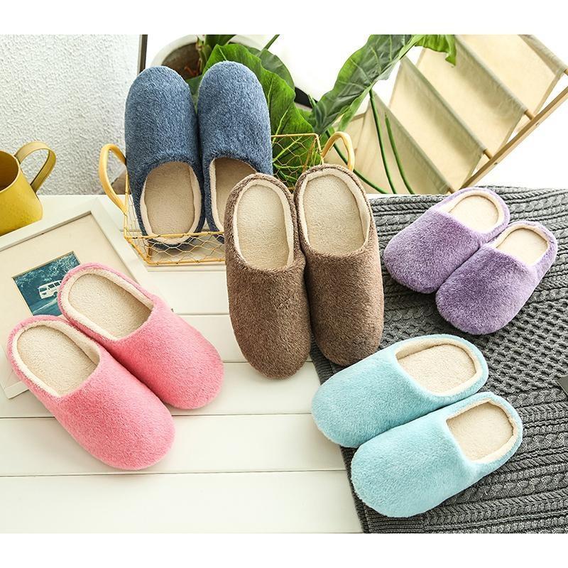 Buy Women Urban Cozy Soft Skid-proof Fleece Plush Indoor Slippers at ...