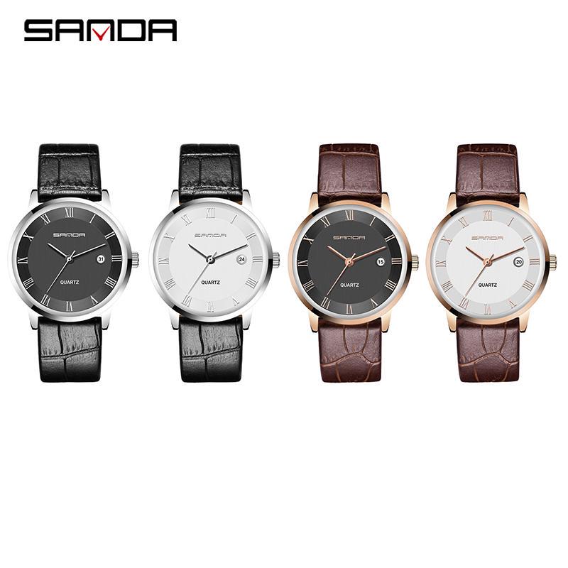 Buy SANDA 7mm Super Slim Men's Watches Leather Business Leisure ...