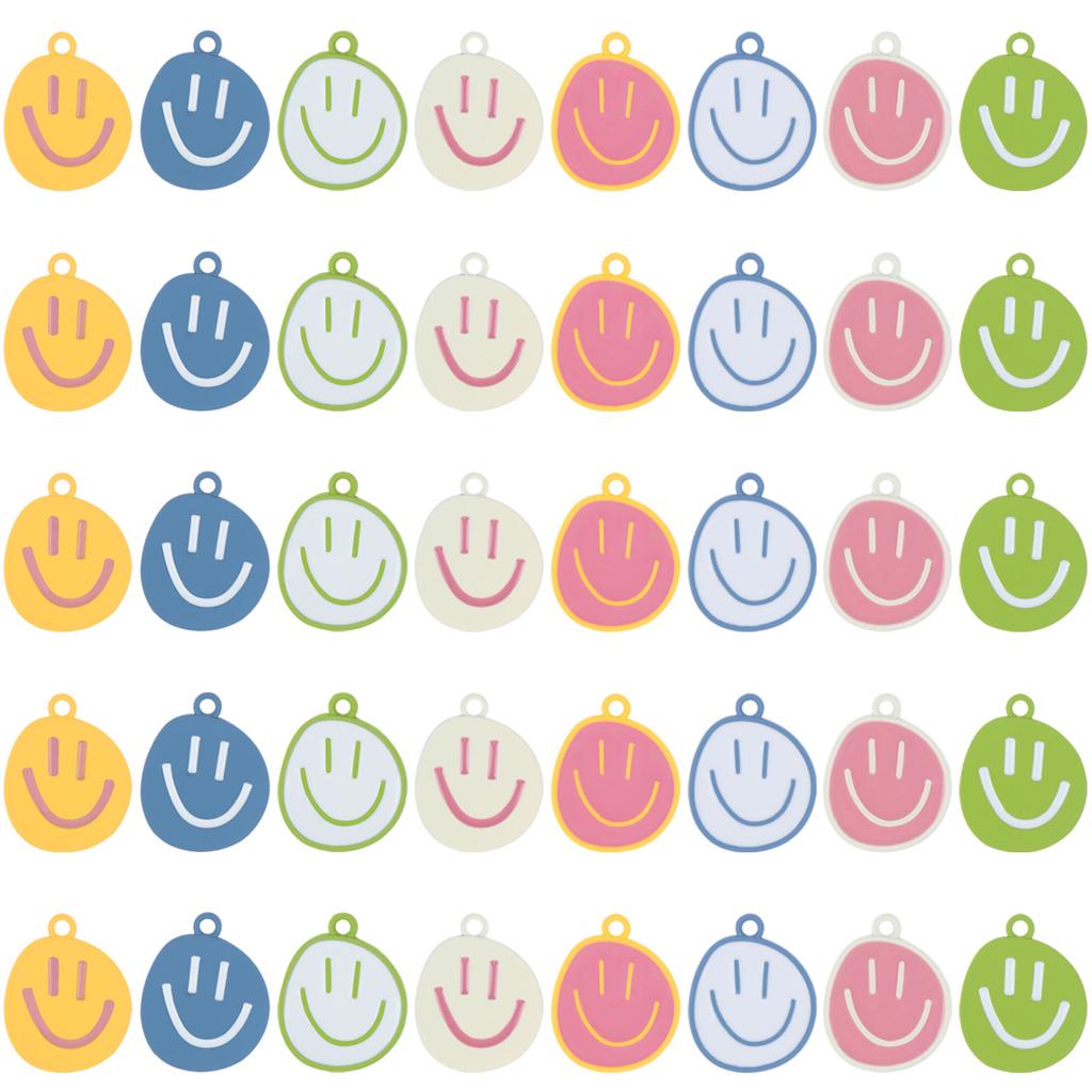 Buy 40 Pieces Smiley Face Charms Pendants, Colorful Alloy Smiley Face ...