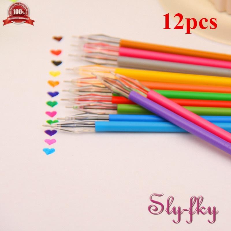Buy Lot/12pcs Cute Rainbow Color Ink Diamond Gel Pen Office Gift at ...