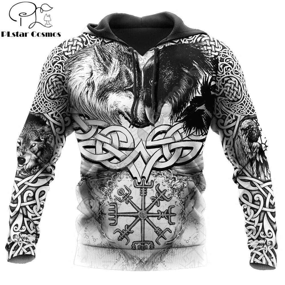 Viking Wolf Odin Raven Compass 3D All Over Printed Mens hoodie ...
