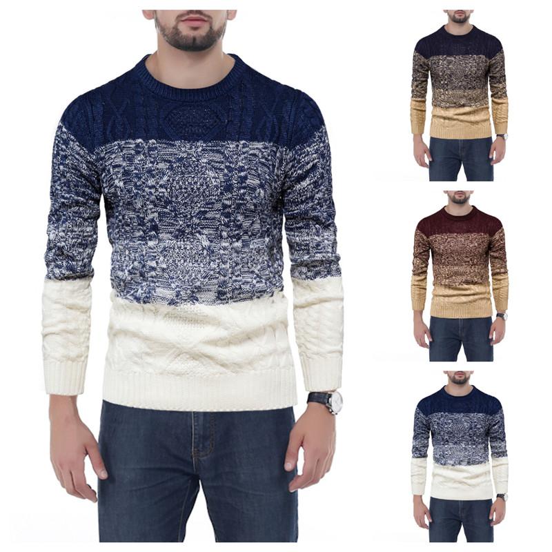 Buy Men's Gradients Color Fashion Winter Warm Pullover Sweater Coat at ...