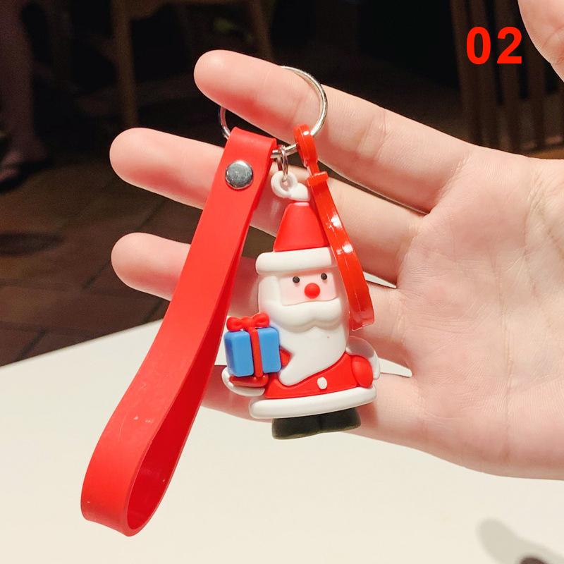 Buy 1PC Keyfob Santa Claus Christmas Tree Pendant Cartoon Keychain ...