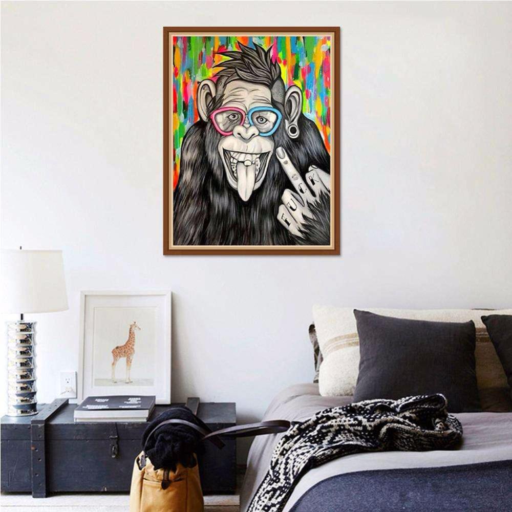 5D DIY Diamond Embroidery funny monkey Diamond Painting Animal Cross ...