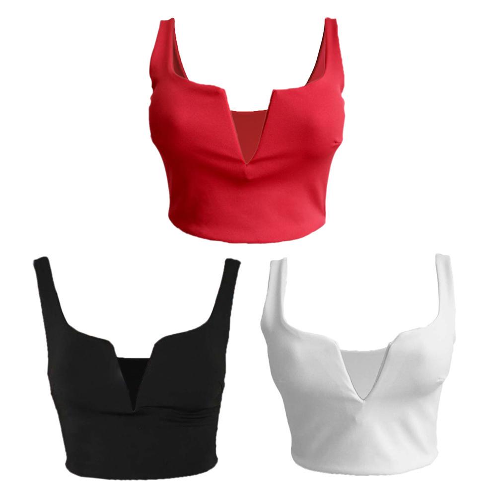 Buy Sexy Women Deep V Neck Tank Top Girl Pure Sleeveless Summer Zipper ...