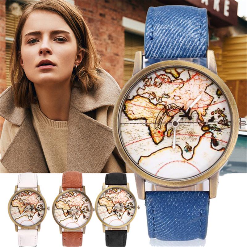 Buy Luxury Fashion Casual Global Travel Map Women Watches Bracelet ...