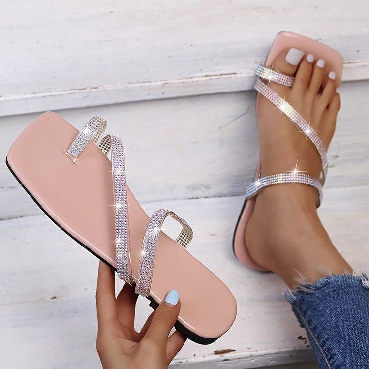 Cheap Now 2022 Summer Women's Slippers Large Square Head Flat Bottom ...
