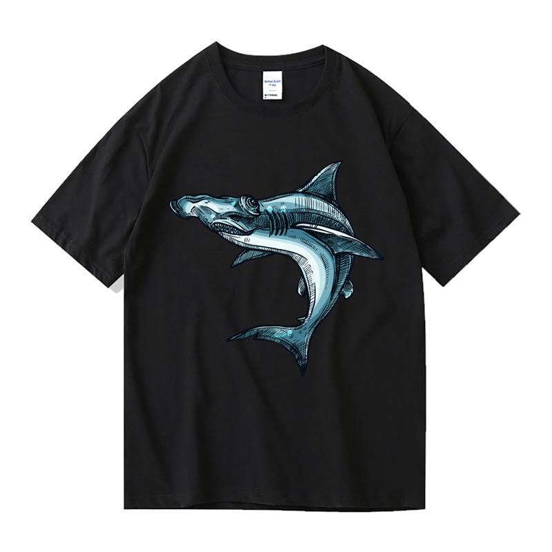 Buy 210 GSM 100% Cotton Men's T-Shirt Shark Great Hammerhead ...