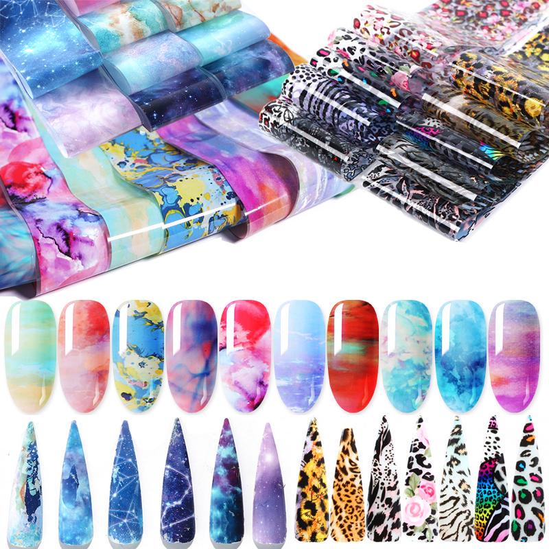 Buy Colorful Nail Foil Paper Pink Black Leopard Nail Art Stickers ...