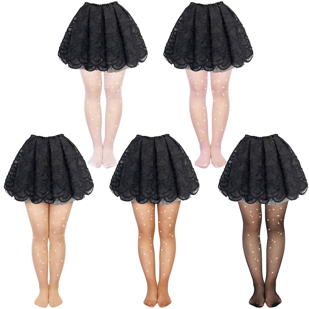 Buy 5 Pairs Girls Glitter Fishnet Stockings Kids Tights Bling Mesh ...