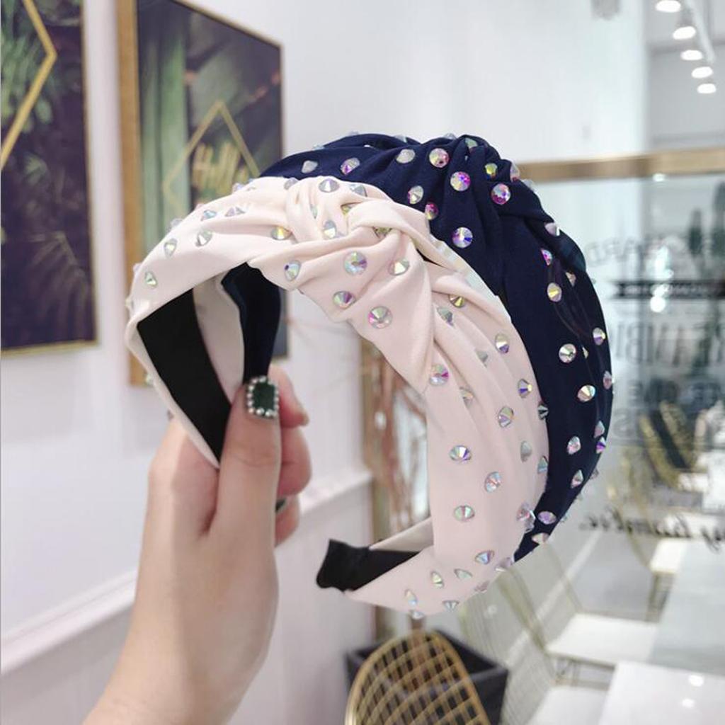 Fashion Women Headband Shining Top Rhinestone Hairband Solid Spring ...