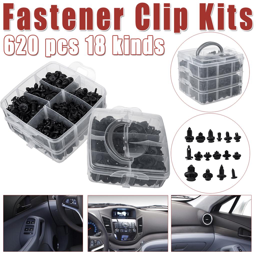 Buy 620 Pcs Car Retainer Clips Plastic Fasteners Kit Fender Rivet Clips ...