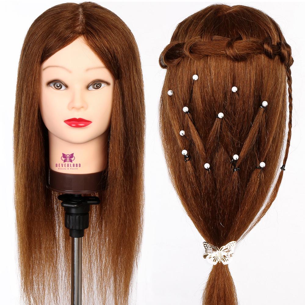 Buy Salon 20" Deep Brown 100% Real Human Hair Practice Training Head ...