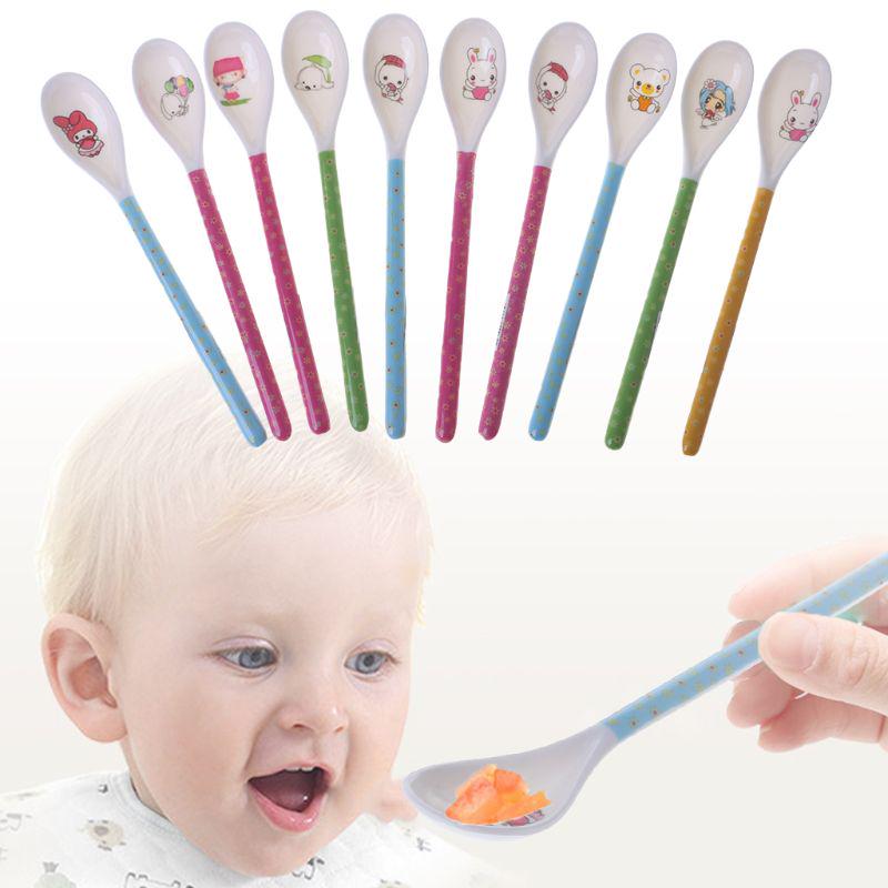 Buy Baby Spoon Long Handle Feeding Newborn Infant Food Grade Dishes ...
